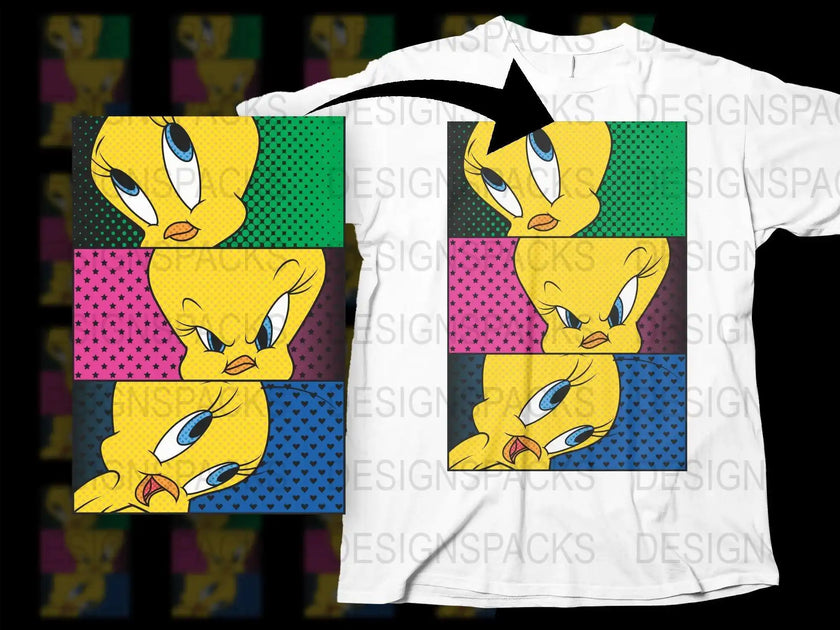 Colorful Tweety Design Pop Art Style Png Digital Download