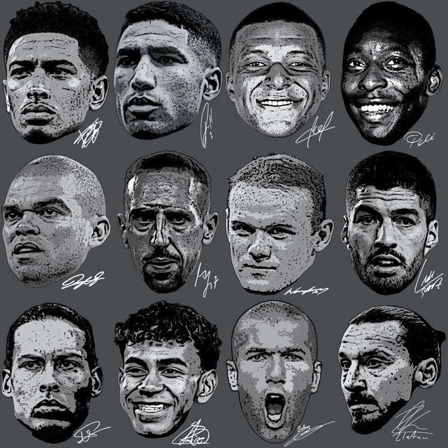 71 Soccer Big Heads Players Faces Football Signature Designs Bundle PN