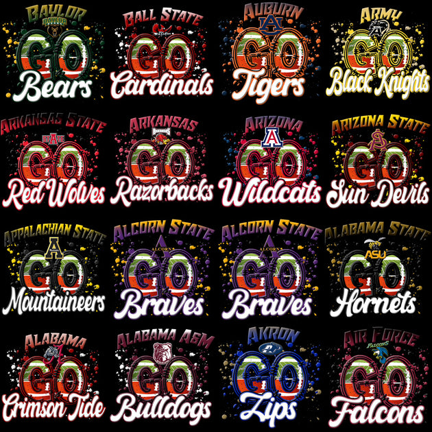124 College NCAA GO Team Name PNG Designs Bundle