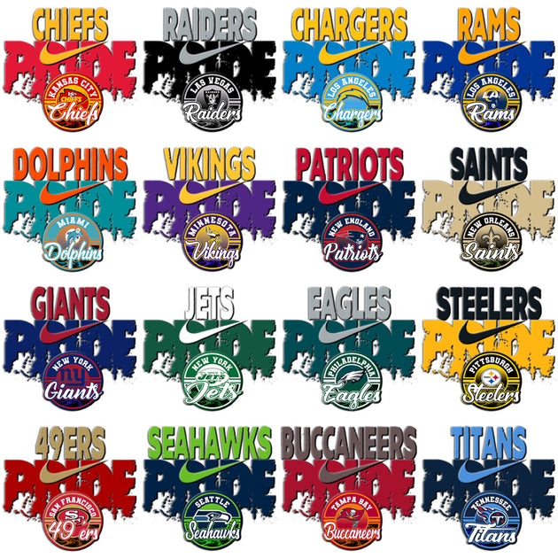 32 Football Teams PRIDE Swoosh Designs Bundle PNG
