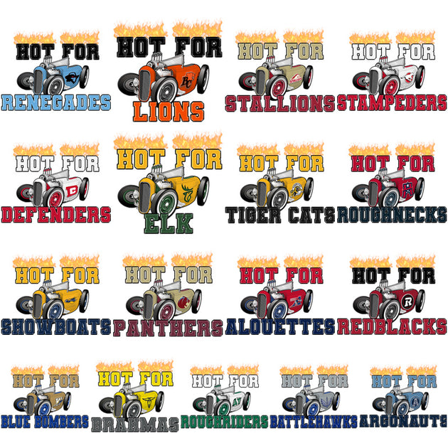 17 Canada Football Teams Hot Rod Designs Bundle PNG
