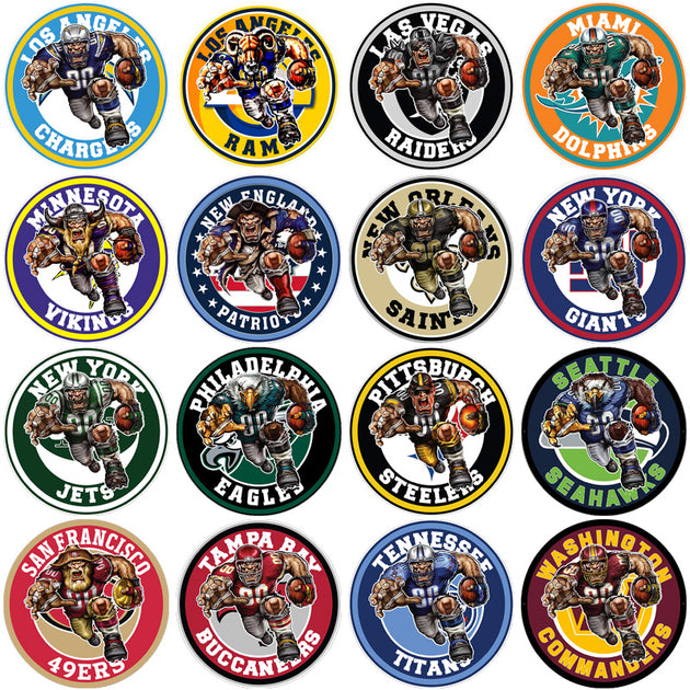 32 Football Teams FatHead Logos Designs Bundle PNG