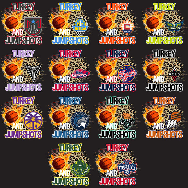 12 Women Basketball Teams Turkey Designs Bundle PNG