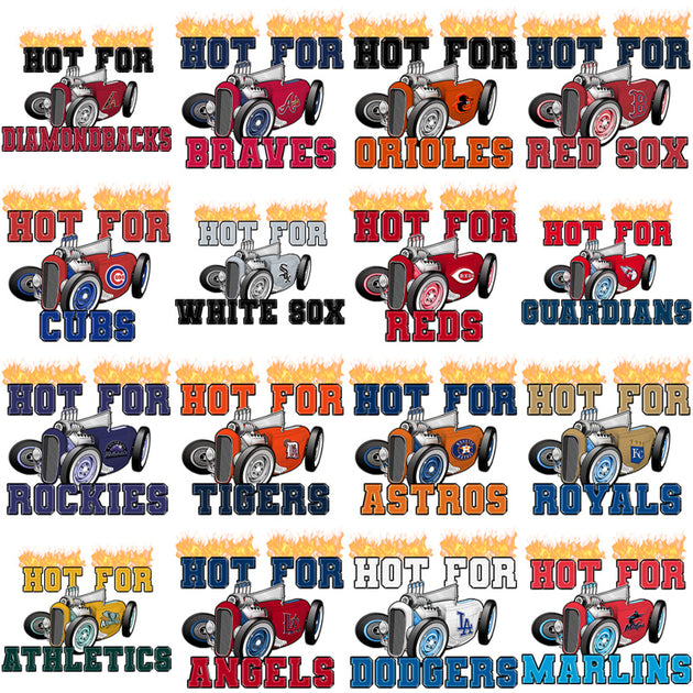 30 Baseball Teams Hot Rod Designs Bundle PNG