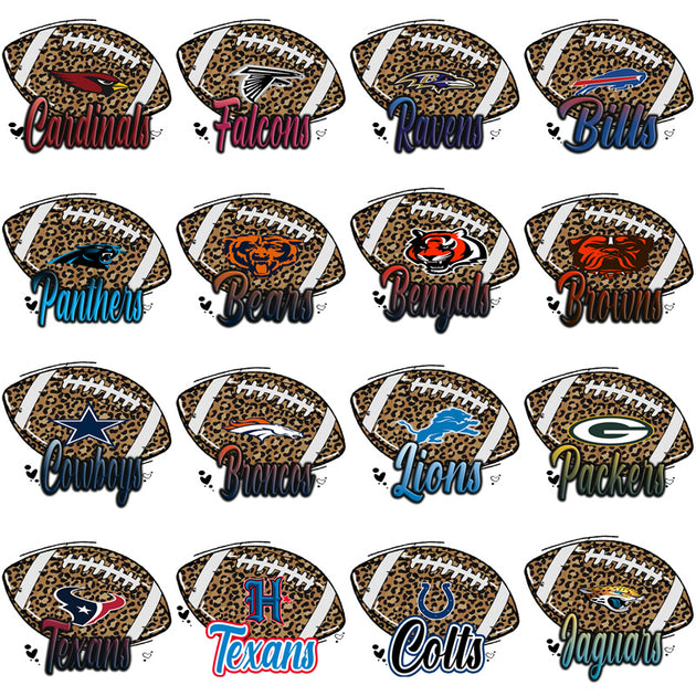 32 Football Teams Leopard Football Designs Bundle PNG