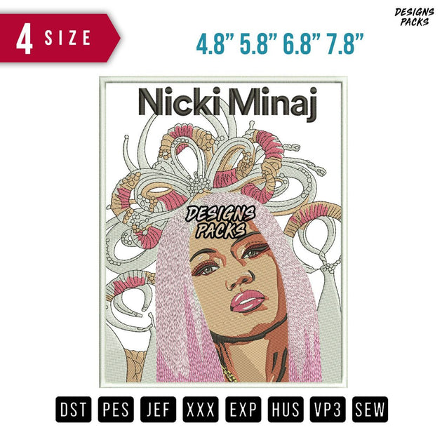 Nicki Minaj Music Artist Embroidery Design