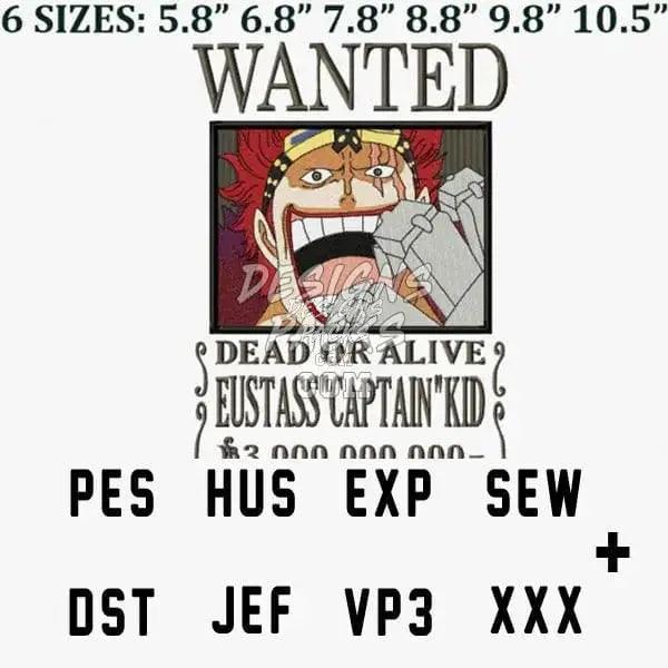 One Piece Eustass Captain Kid Anime Embroidery Design