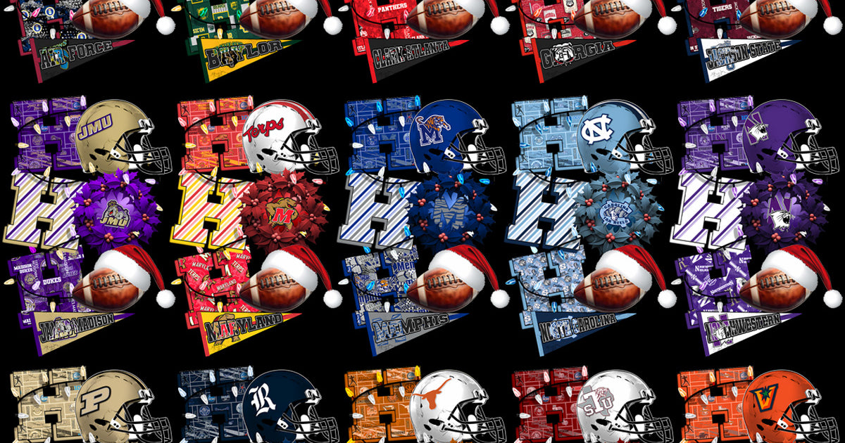 127 College NCAA Christmas HO HO HO Designs Bundle PNG – DESIGNSPACKS