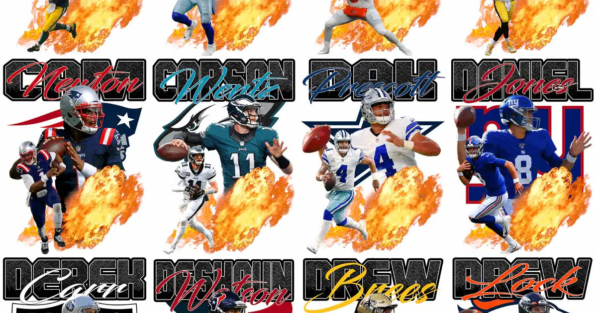 33 Football Players & Teams Legends Quarterbacks V1 Designs Bundle PNG ...