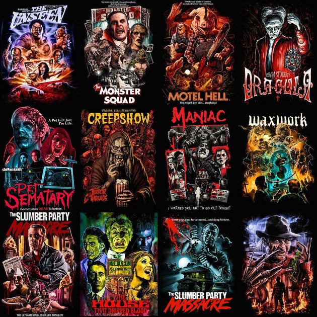 33 Halloween Horror Halftone Designs Bundle PNG