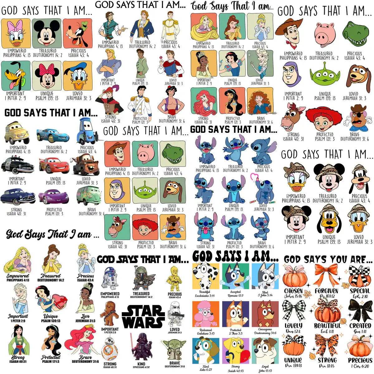 22 God Says Cartoon Designs Bundle PNG – DESIGNSPACKS