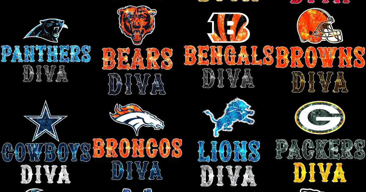 32 Football Diva Logo Teams Glitter Style Designs Bundle PNG – DESIGNSPACKS