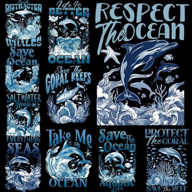 9 Ocean Life Lovers Designs Bundle PNG