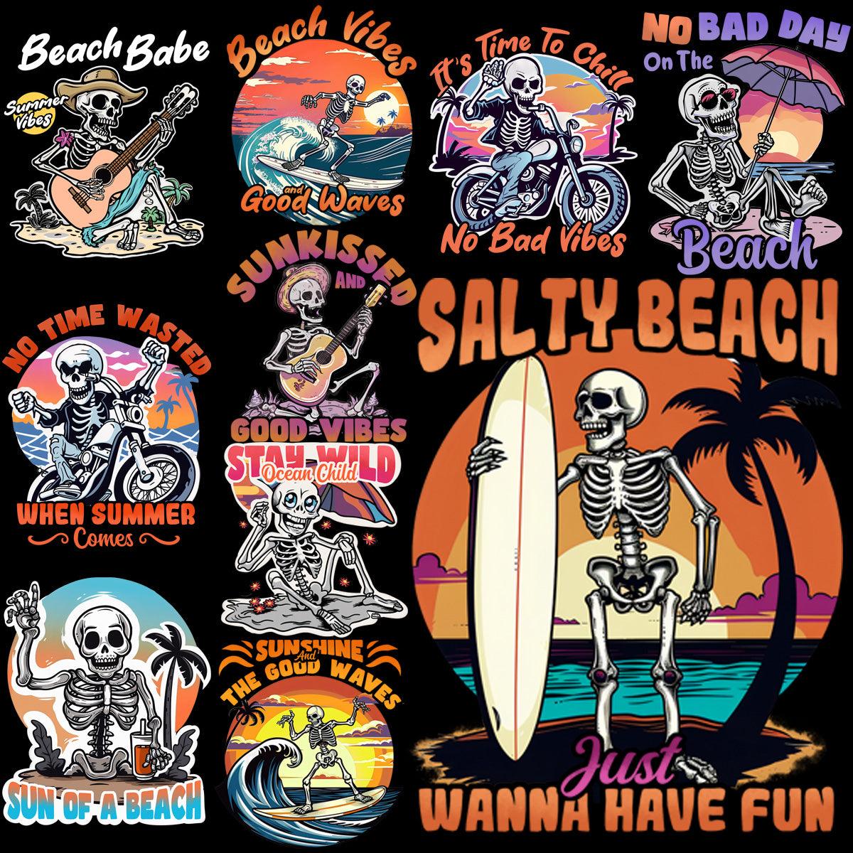 9 Tropical Skeleton Designs Bundle PNG