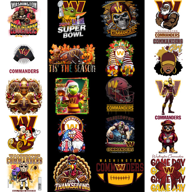 42 Washington Commanders V4 Football Designs Bundle PNG
