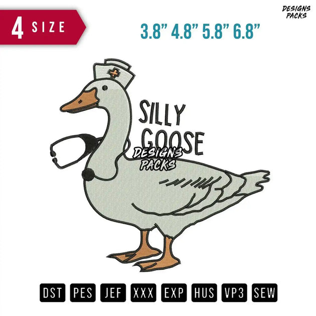Silly Goose Doctor Nurse Embroidery Design
