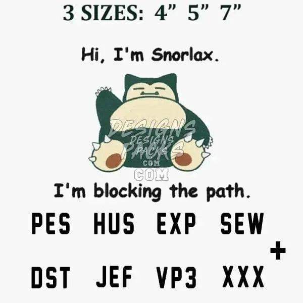 Snorlax Anime Embroidery Design