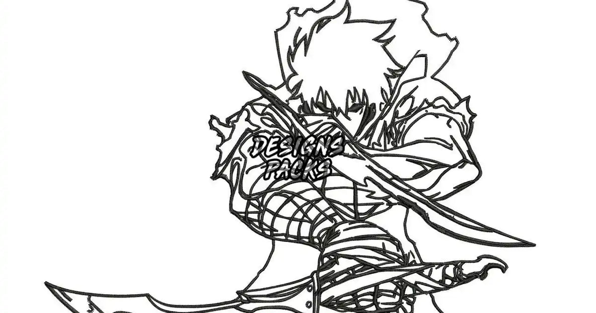 Solo Leveling Line Embroidery Design – DESIGNSPACKS