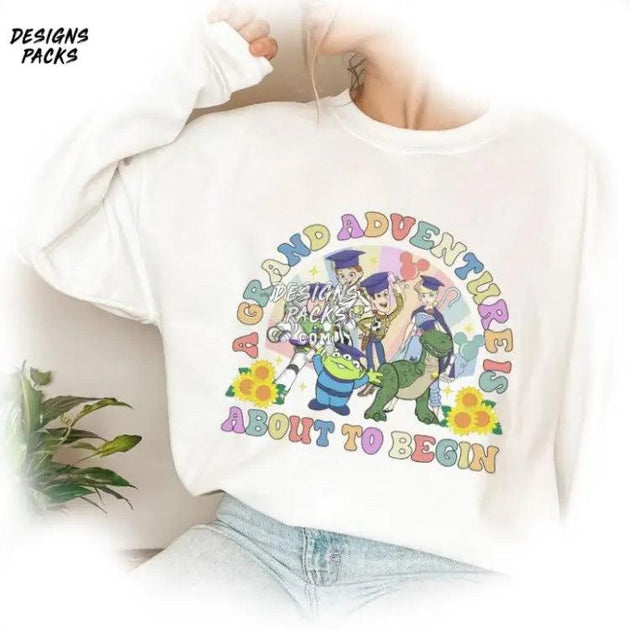 A Grand Adventure Is About To Begin For The Grad Cartoon Toy Story Gra