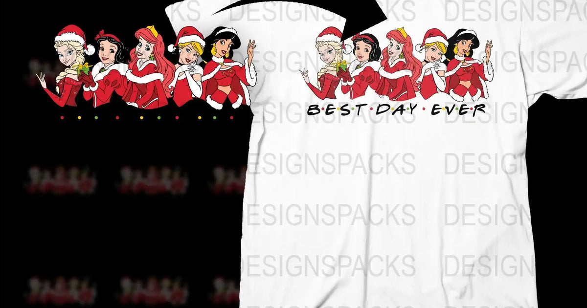 Disney Princesses Best Day Ever Santa Outfit Christmas Png Digital Dow ...