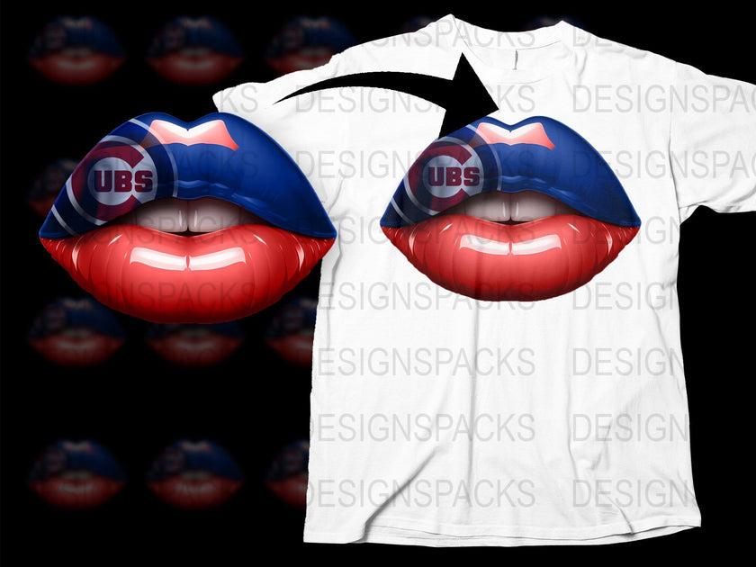 Chicago Cubs Lips Design Graphic Fan Gear Png Digital Download