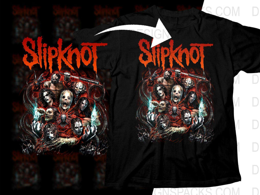 Slipknot Band Members Art Rock Horror Theme Png Halftone Digital Downl