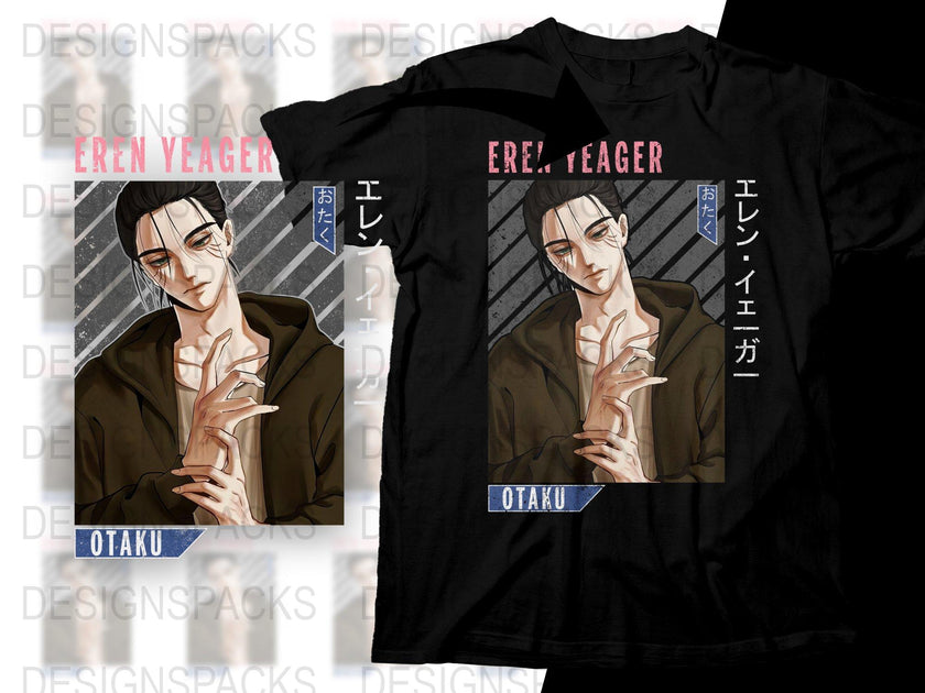 Iconic Eren Yeager Design Anime Graphic Png Digital Download