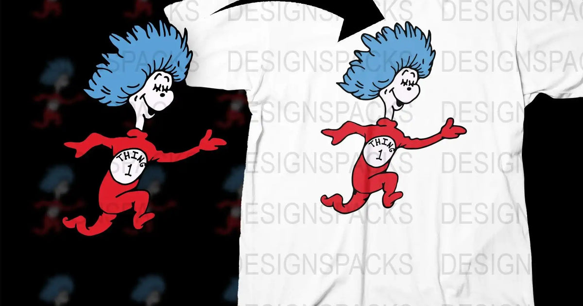 Dr. Seuss Thing 1 Graphic Design Fun Png Digital Download – DESIGNSPACKS