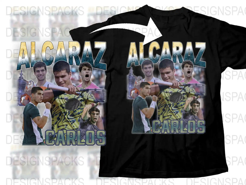 Alcaraz Tennis Champion Carlos Alcaraz Celebration Graphic Png Digital