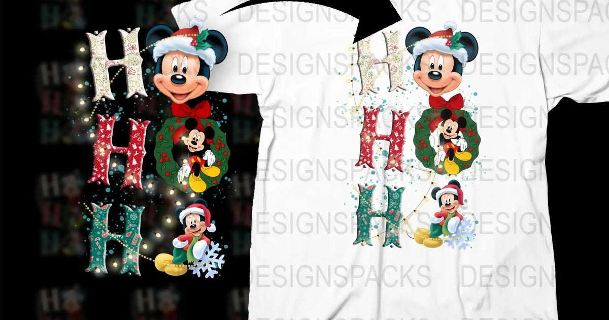Ho Ho Ho Happy Holidays With Mickey Mouse Christmas Png Digital Downlo ...