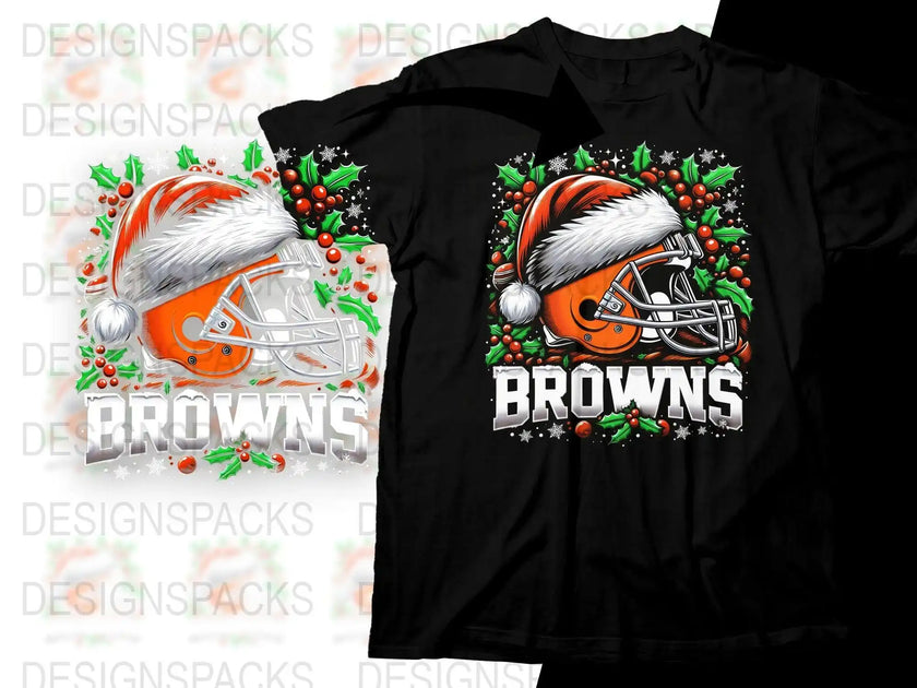 Browns Christmas Helmet Design Graphic Png Digital Download
