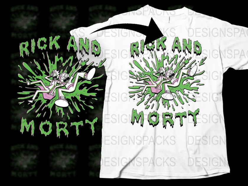 Rick And Morty Splatter Graphic Design Png Digital Download