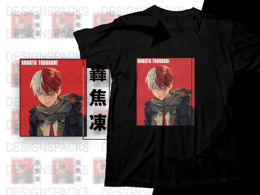 Shouto Todoroki Graphic Red Background Png Digital Download