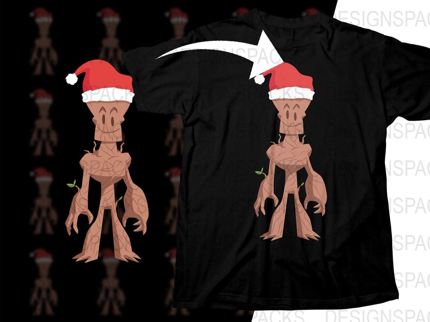 Santa Hat Smiling Groot Christmas Character Png Digital Download