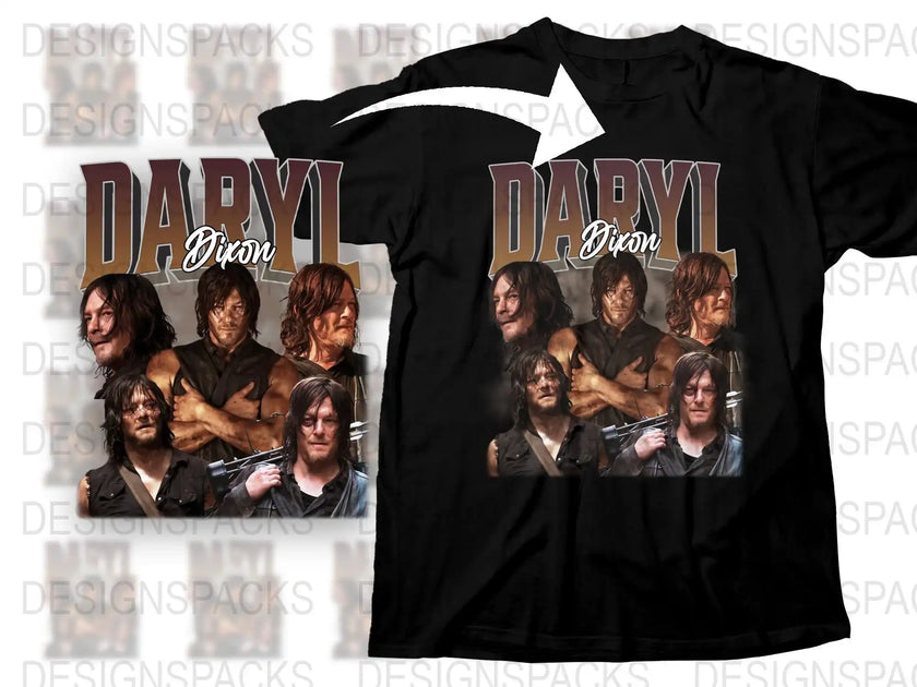 The Walking Dead Daryl Dixon Characters Vintage Bootleg Png Digital Do