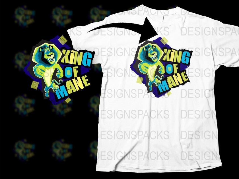 King of Mane Animated Lion Character Png Digital Download