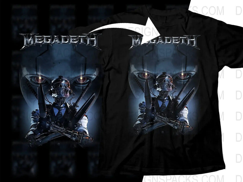 Futuristic Cyborg Design Megadeth Band Rock Png Halftone Digital Downl