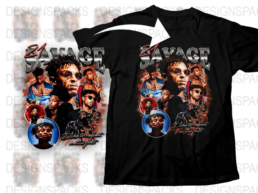 21 Savage Reflects on the Past Graphic Png Digital Download