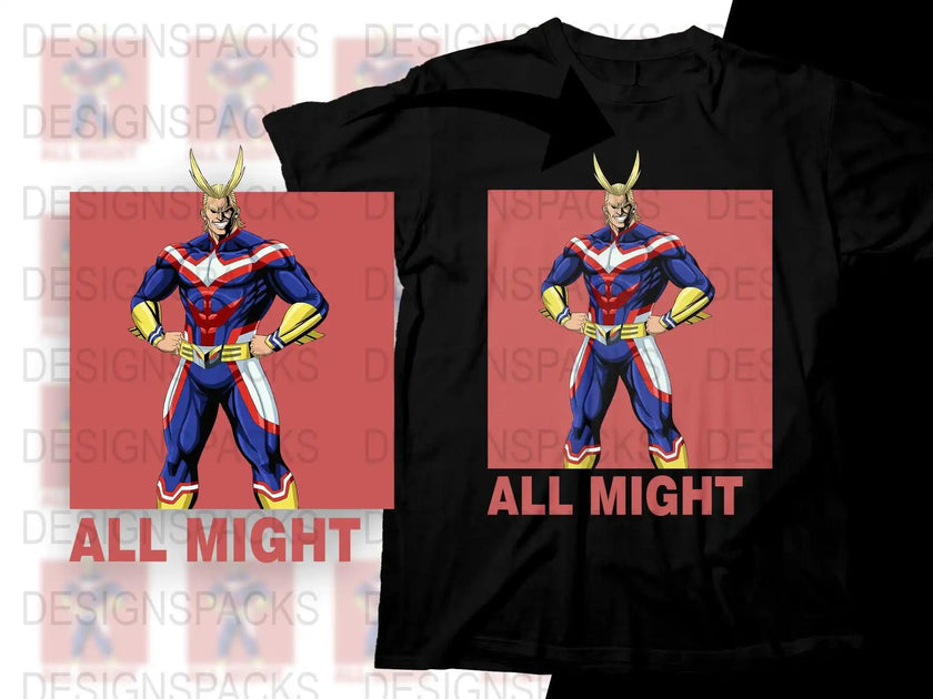 Heroic All Might Graphic Design Png Digital Download