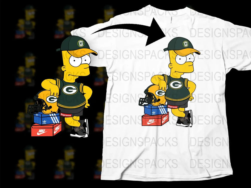 Green Bay Packers Cartoon Character Logo Png Digital Download