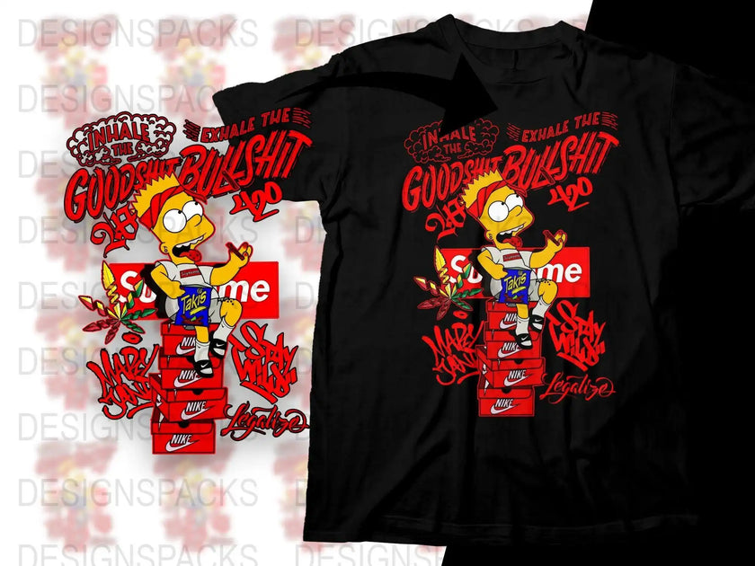 Cool Bart Simpson Graphic Streetwear Png Digital Download