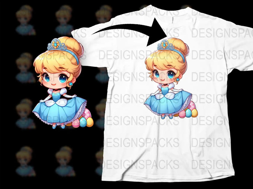 Cinderella Easter Themed Cute Cartoon Png Digital Download