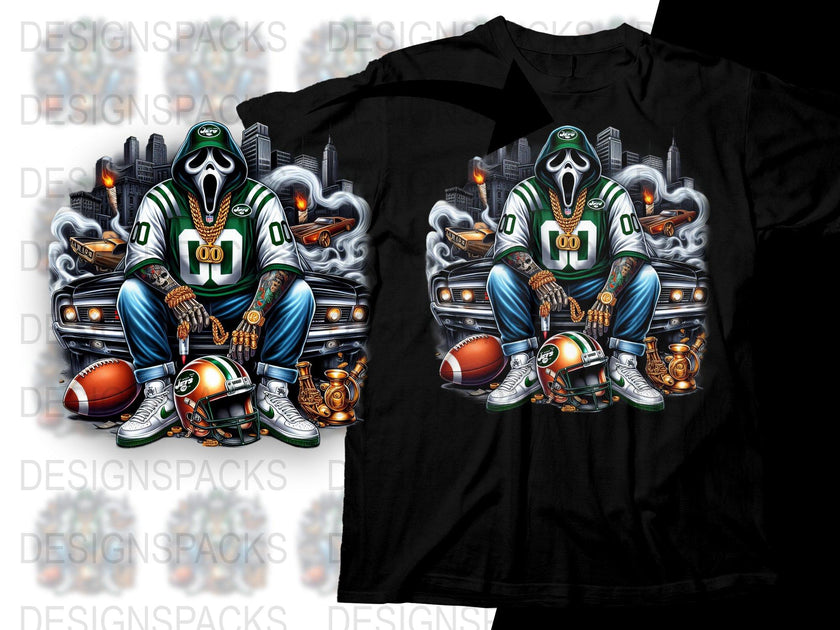 GhostFace Car Smoke and NY Jets Fan Graphic Png Digital Download