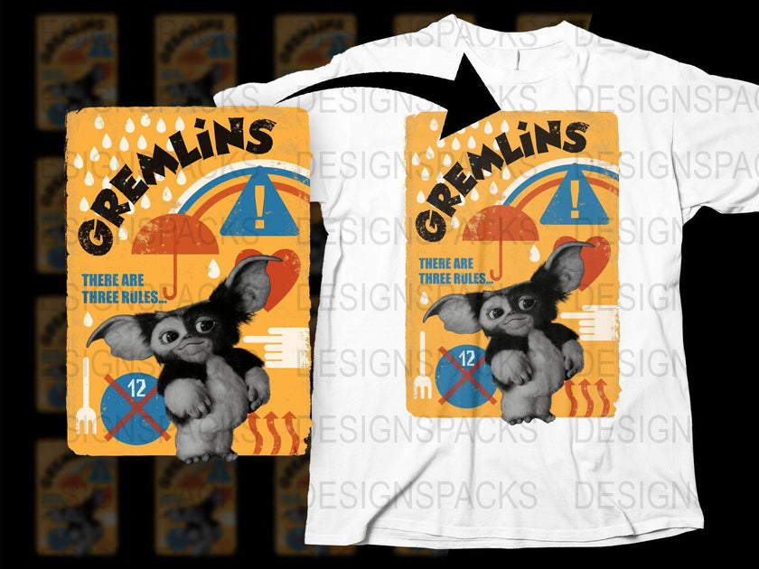 Gremlins Three Rules Design Graphic Png Digital Download