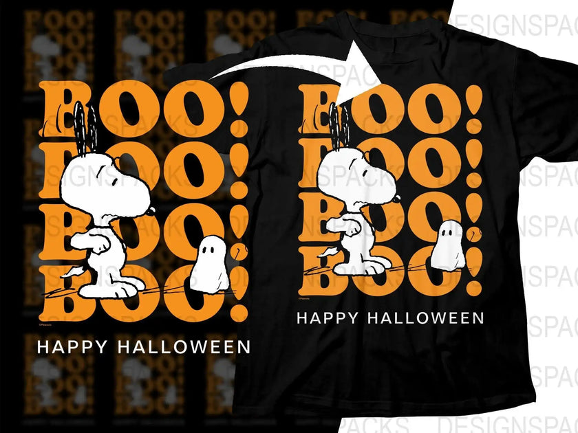 Spooky Snoopy and Ghost Boo Halloween Graphic Png Digital Download
