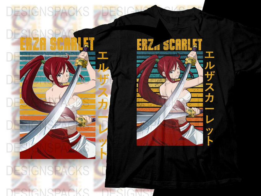 Sleek Erza Scarlet Anime Design Cool Graphic Png Digital Download