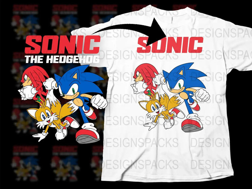 Sonic the Hedgehog Red and Blue Cartoon Png Digital Download