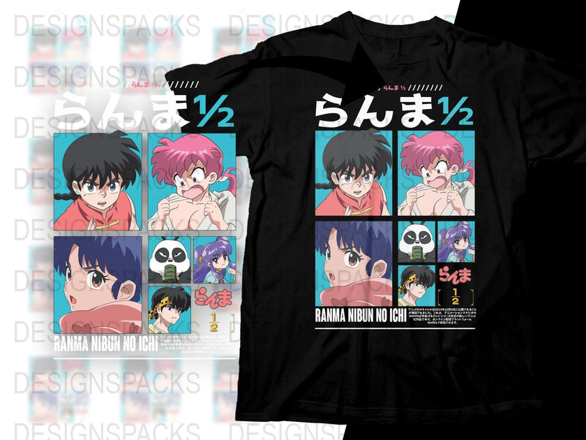 Colorful Panels Design Anime Ranma Png Digital Download