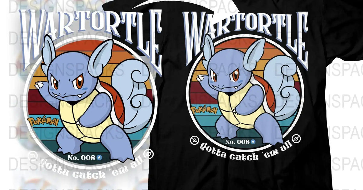Vintage Wartortle 008 Retro Style Poke Ball Png Digital Download ...