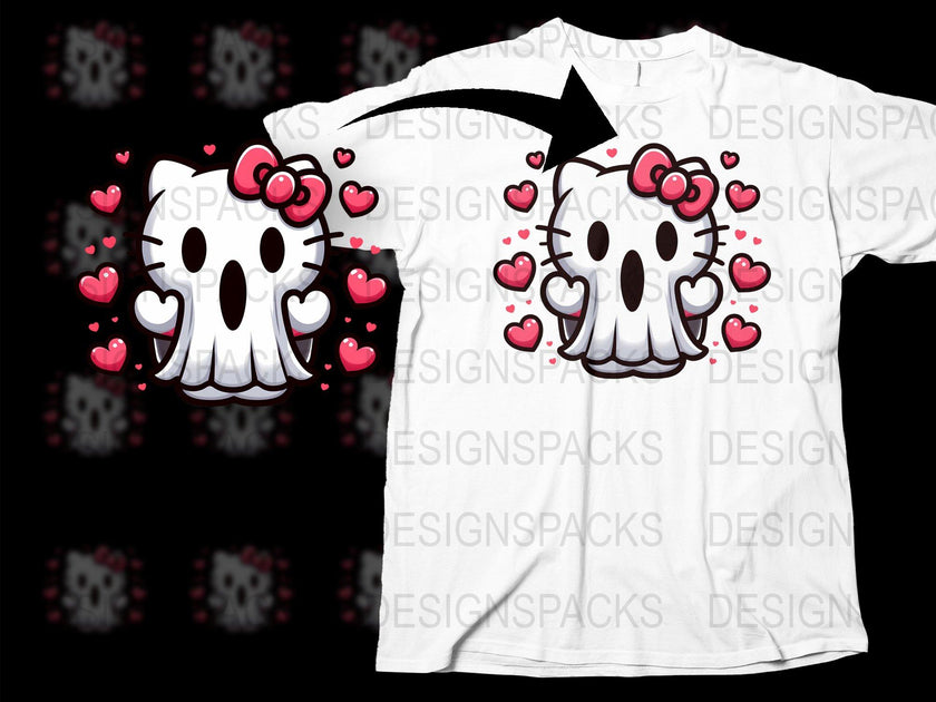 Cute Ghostface Hello Kitty Valentine's Day Png Digital Download
